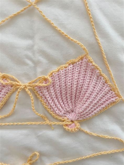 Pink And Yellow Crocheted Seashell Top