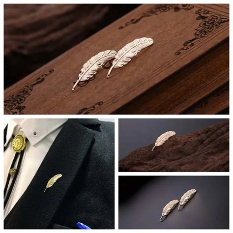 패션 브로치 핀 배지 합금 황금 깃털 모양 남자 여자 보석 선물 브로치 유행 파티 비즈니스 정장 드레스 장식 1pc뱃지 Aliexpress