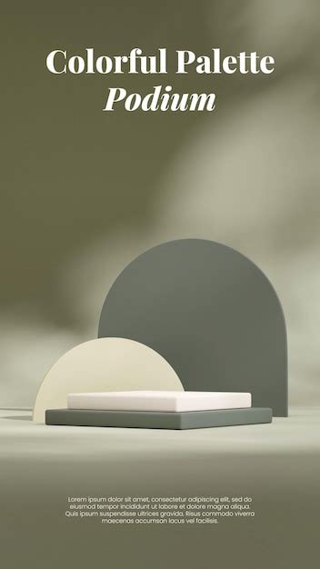 Зеленый цвет стены и пол 3d изображение рендеринг шаблон макет белый прямоугольник подиум в