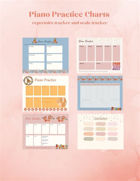 Piano Practice Charts Scale Tracker Practice Tracker Repertoire List