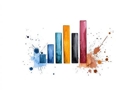 Vibrant Watercolor Bar Graph With Splashes Illustrating Growth And Progress In Data
