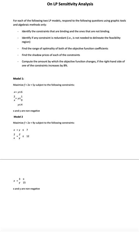 On Lp Sensitivity Analysisfor Each Of The Following