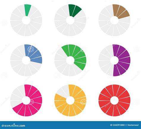 preloader circular loading bar pie chart pie graph stock vector
