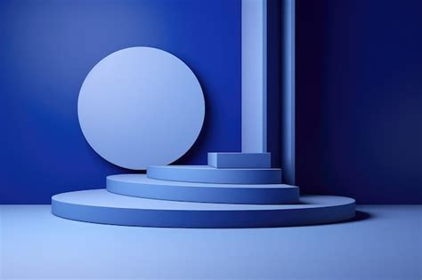 Premium Ai Image A Blue And White Circular Object Is On A White Surface With A Round Circle On