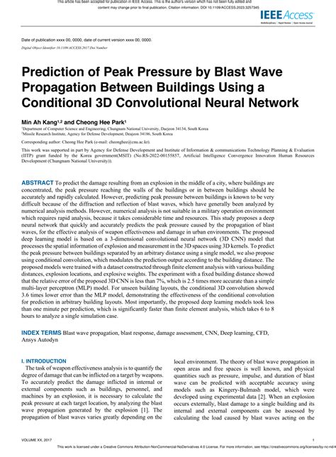 pdf prediction of peak pressure by blast wave propagation between