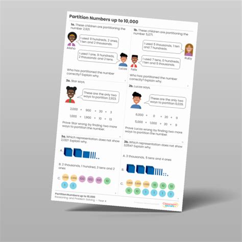 Year 4 Partition Numbers Up To 10 000 Reasoning And Problem Solving Resource Classroom Secrets