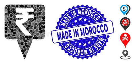 Collage Rupee Map Pointer Icon With Textured Made In Morocco Seal Stock Vector Illustration Of
