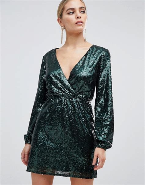 Sequin Wrap Dress