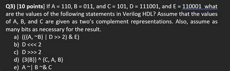 Solved Q3) [10 points] If A=110,B=011, and C=101,D=111001, | Chegg.com