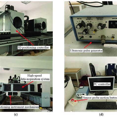 Specimens And Ultrasonic Experimental Setup A Specimen B Sensor Download Scientific