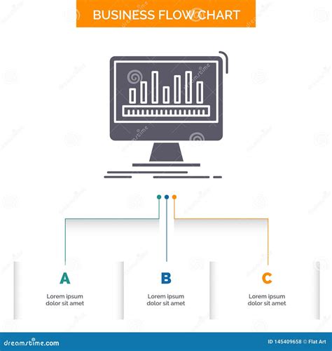 Analytics Processing Dashboard Data Stats Business Flow Chart Design With 3 Steps Glyph