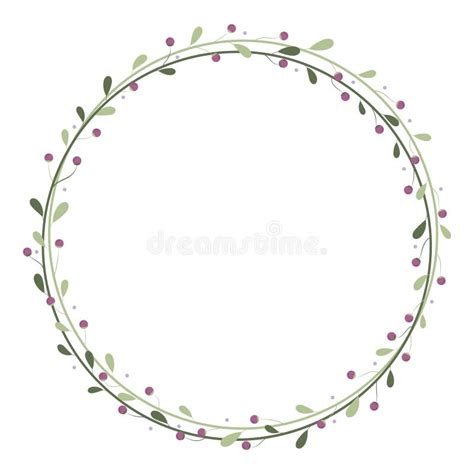 Pretty Green Circle Border Frame With Green Leaf Decoration Stock