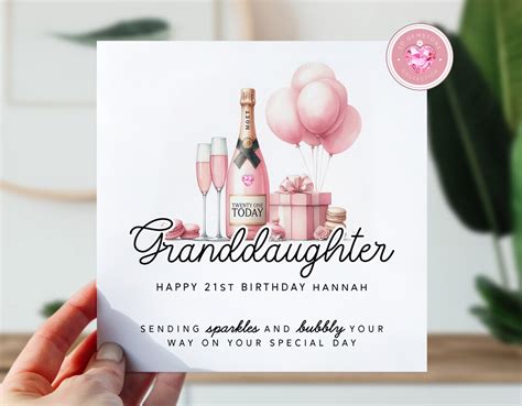 21st Birthday Card For Granddaughter Birthday Card For Her 21 Card