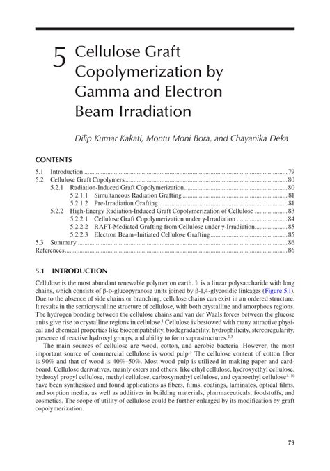 Pdf Cellulose Graft Copolymerization By Gamma And Electron Beam Irradiation