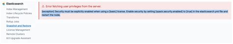 Error Fetching User Privileges From The Server On Elasticsearch 770