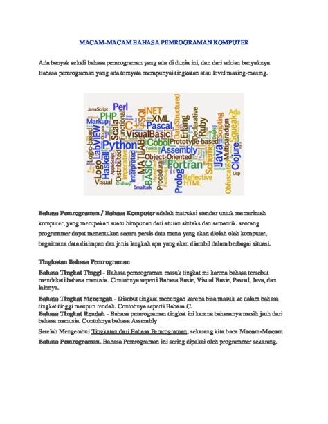 Macam Macam Bahasa Pemrograman Pdfcoffeecom