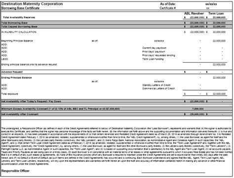 Borrowing Base Certificate Template Best Professionally Designed Templates