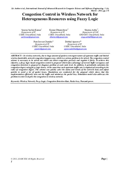 Doc Congestion Control In Wireless Network For Heterogeneous System