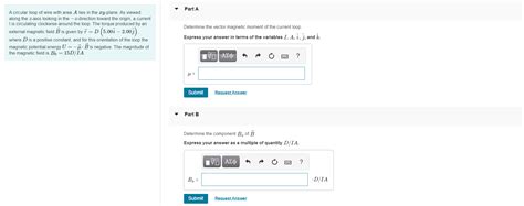 Solved Part A A Circular Loop Of Wire With Area A Lies In Chegg