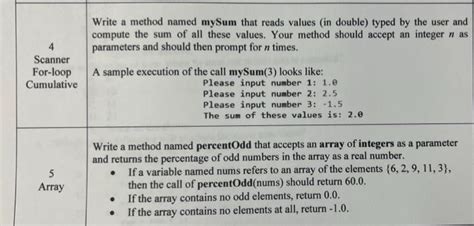 Solved Write A Method Named Mysum That Reads Values In