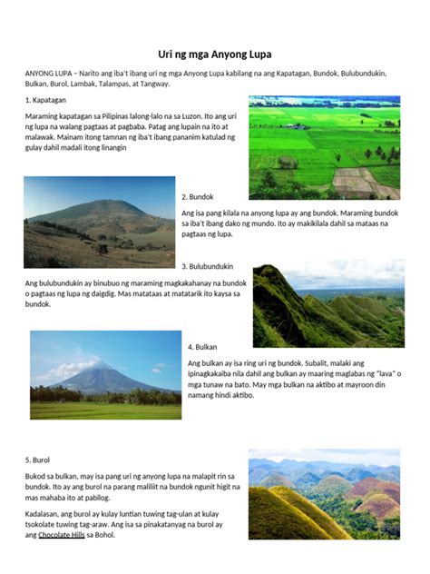 Uri Ng Mga Anyong Lupa At Tubig 5pcs Pdf