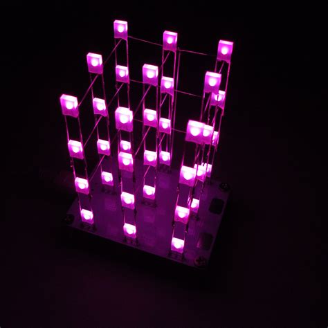 Diy Electronic Led Display Kit 3 3 4 Color 40pcs Leds Light Cube Sound Light Control Diy Led