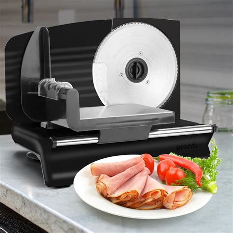 200w Pronti Deli And Food Electric Meat Slicer Blades Processor Black Bunnings Australia