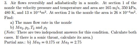 solved air flows reversibly and adiabatically in a nozzle