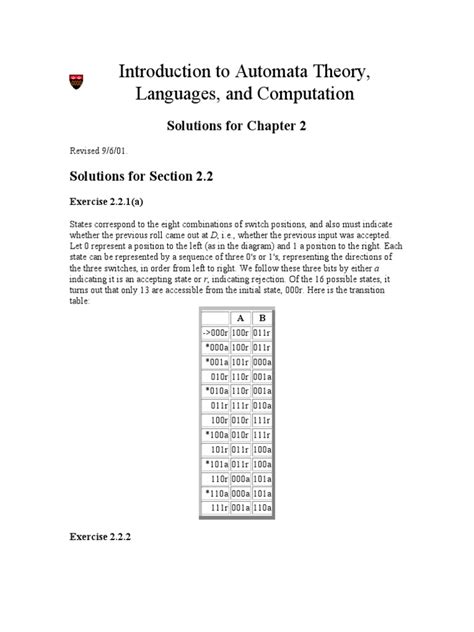 Pdf Solution Manual For Introduction To Automata Theory Languages And