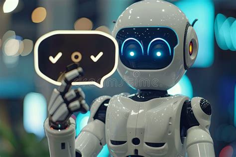A Robot Is Shown Holding A Cell Phone With A Speech Bubble Above It Indicating Communication Or