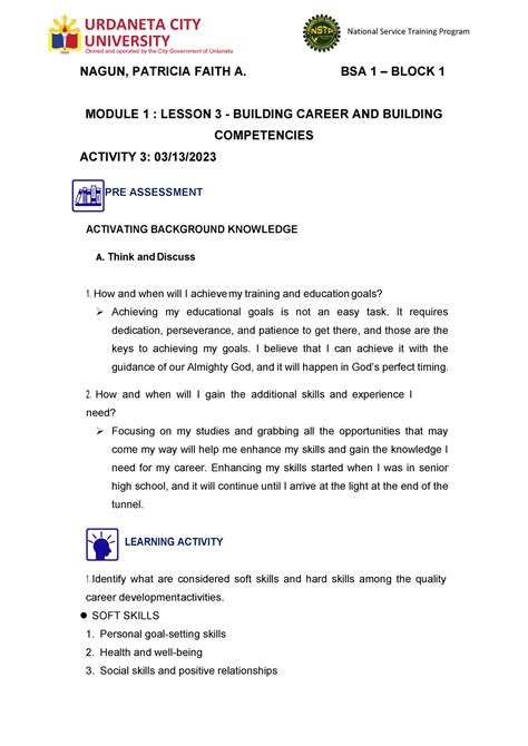 module 1 lesson 3 assignment in nstp urdaneta city