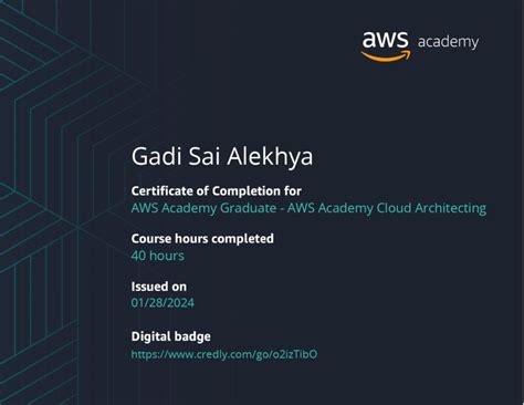 gadi sai alekhya on linkedin aws awsacademy certification