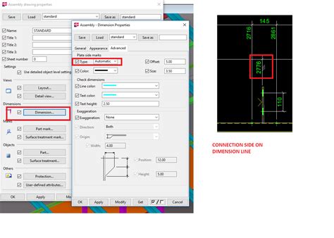 Connection Side Mark On Dimension Lines Tekla Tips Tek1