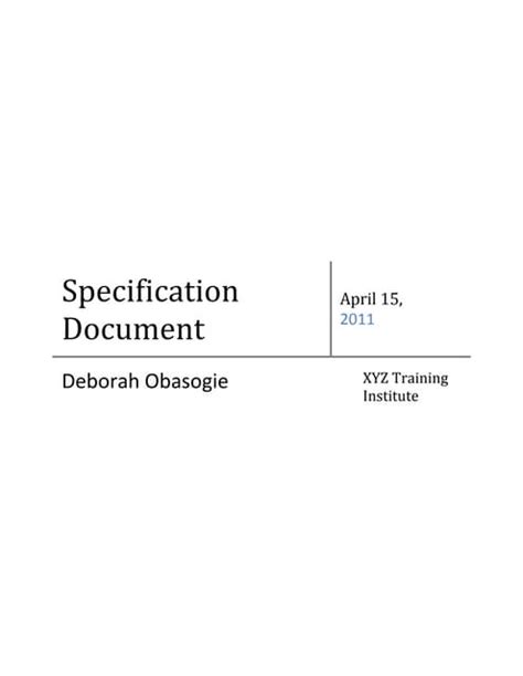 Business Specification Document Pdf