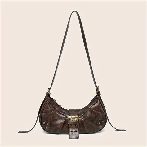 테무 Temu 레트로 스타일 여성용 크로스바디 백 조절 가능한 스트랩과 지퍼 클로저가 있는 빈티지 오토바이 숄더백 위시버킷