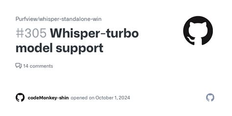 whisper turbo model support · issue 305 · purfview whisper standalone