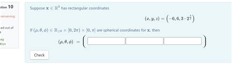 solved suppose x∈r3 has rectangular coordinates