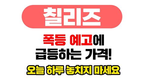칠리즈 폭등 예고에 급등하는 가격 오늘 하루 놓치지 마세요 Youtube