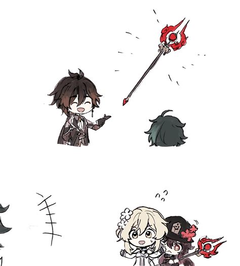 Lumine Hu Tao Zhongli And Xiao Genshin Impact Drawn By Rwpvc Danbooru