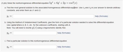 Solved Solve the nonhomogeneous differential equation 5y" + | Chegg.com