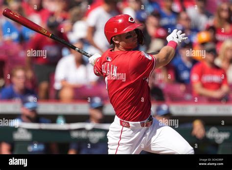 Cincinnati Reds Matt Mclain Follows Through After Hitting A Single In