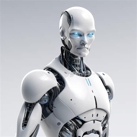 Realistic 3d Rendering Of Humanoid Robot With Emphasized Facial Expression Premium Ai