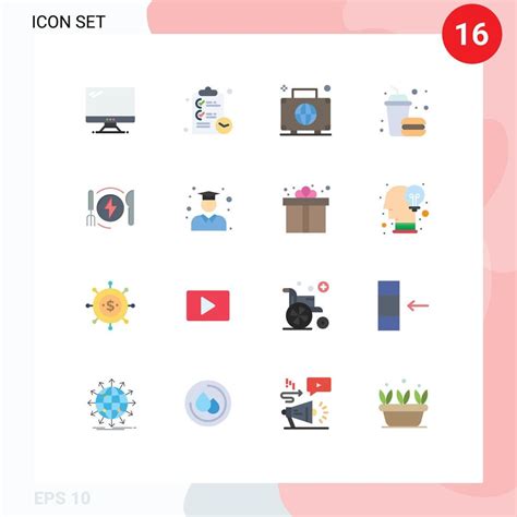 16 Thematic Vector Flat Colors And Editable Symbols Of Food Drink Time Burger International