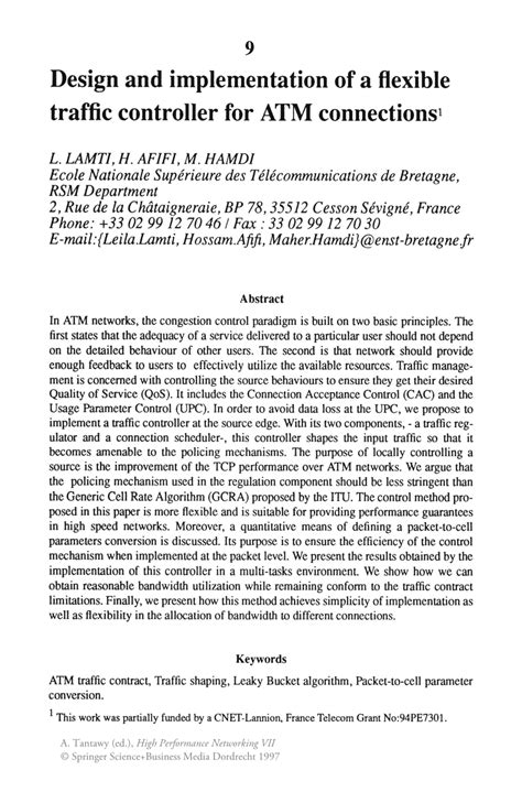 Pdf Design And Implementation Of A Flexible Traffic Controller For Atm Connections