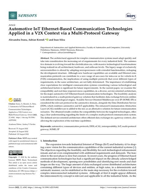 Automotive Iot Ethernet Based Communication Techno Pdf Internet Of Things Gateway