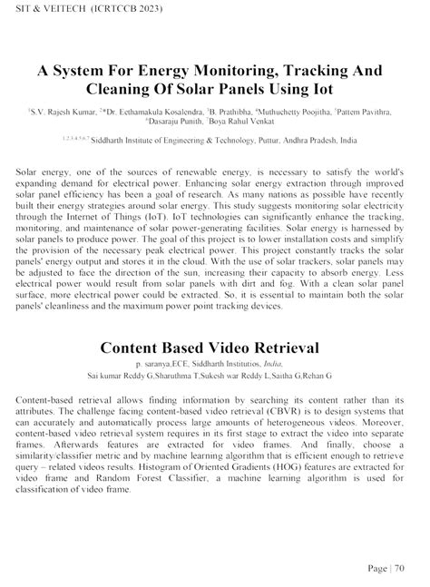 PDF A System For Energy Monitoring Tracking And Cleaning Of Solar Panels Using IoT