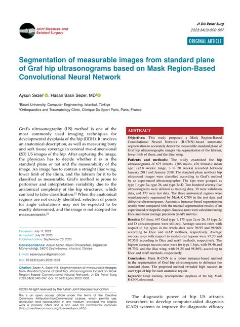 pdf segmentation of measurable images from standard plane of graf hip