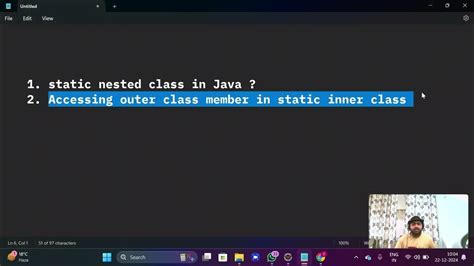 Java Oops Concept Static Nested Class In Java Youtube