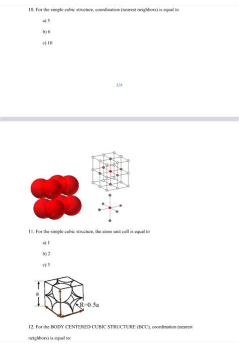 Solved 10 For The Simple Cubic Structure Coordination Chegg Com