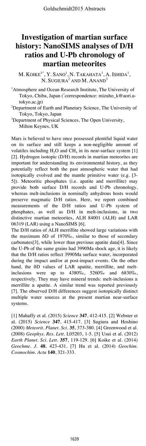 Pdf Investigation Of Martian Surface History Nanosims Analyses Of D